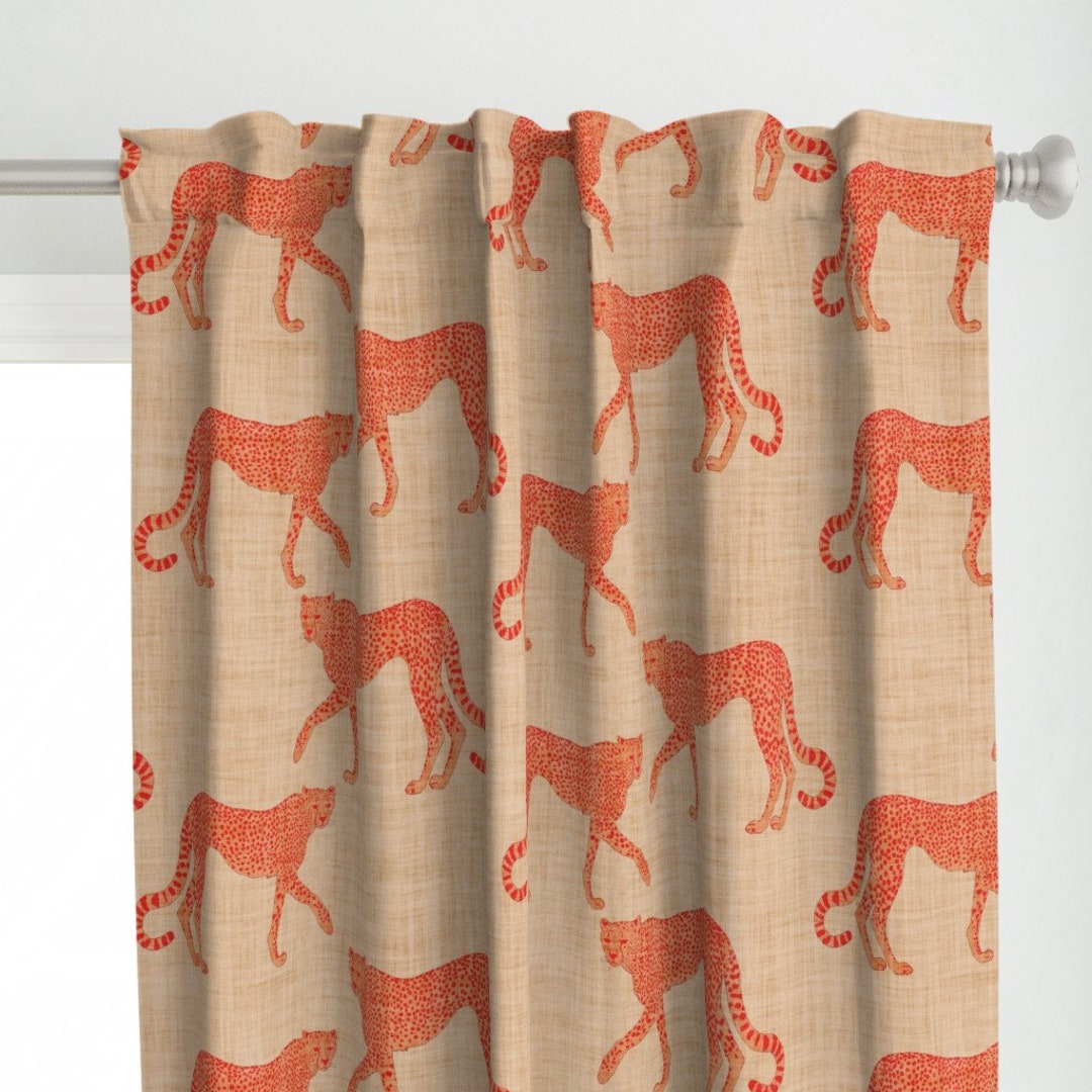 Orange Cheetahs Curtain Panel - Orange Cheetahs Beige by Sarah_faber ...