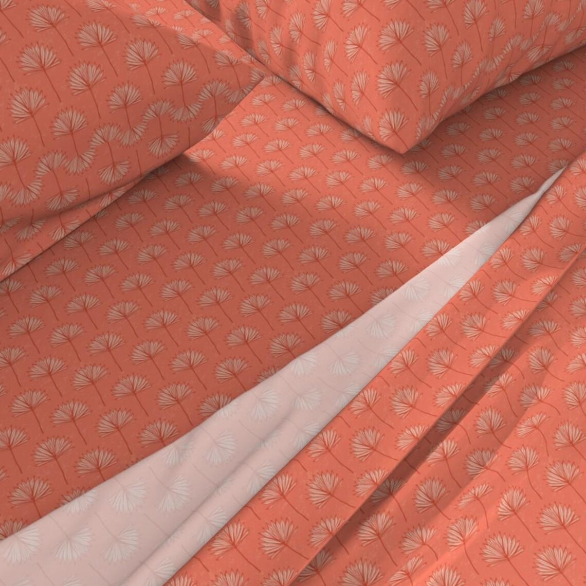Coral Palm Tree Sheets - Fan Palm by Jocavecreative - Pink Coastal ...