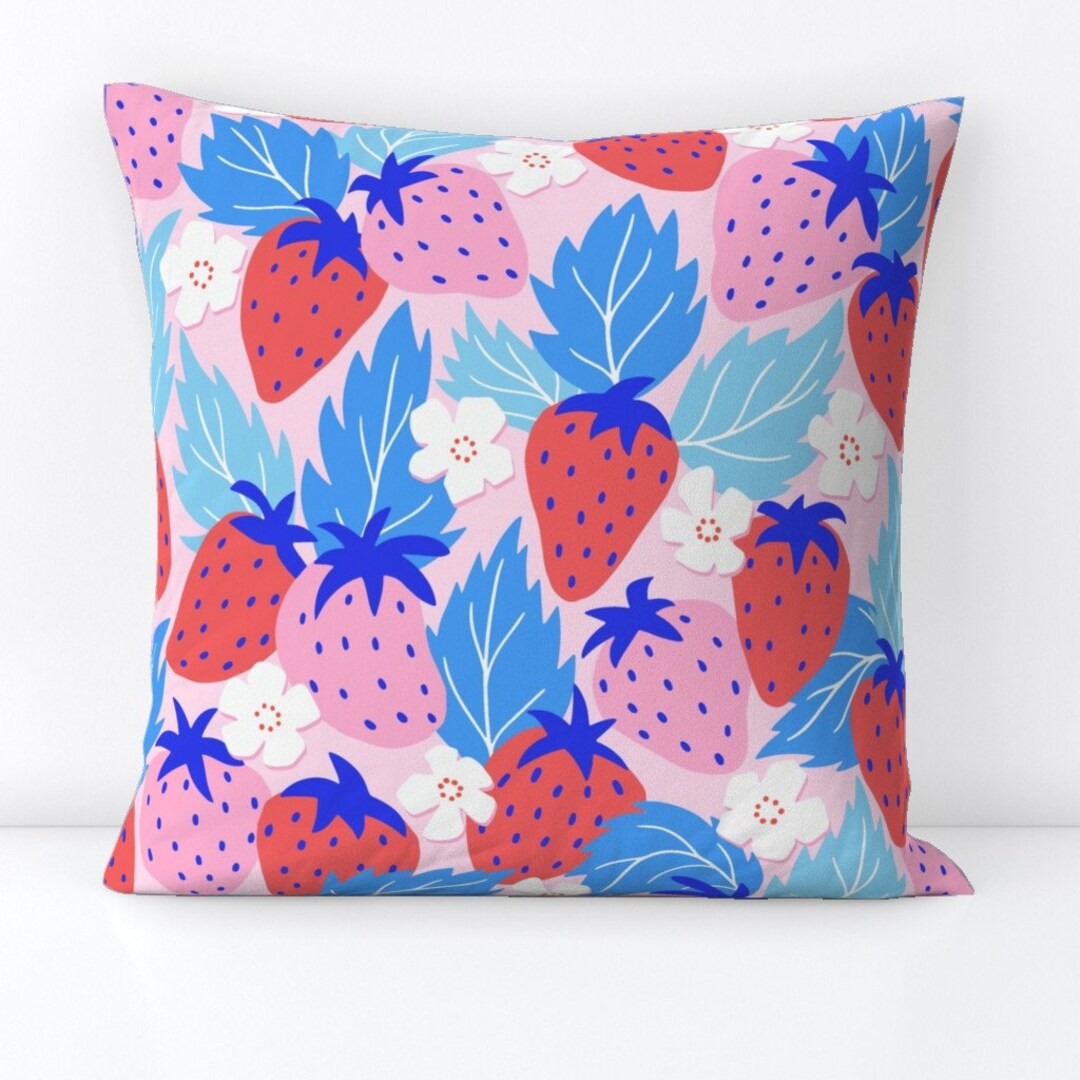 Bright Strawberry Throw Pillow - Papercut Strawberries by Vivdesign ...