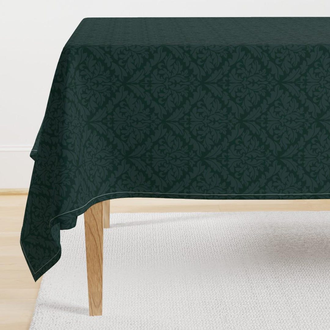 Forest Green Tablecloth - Deep Dark Forest Damask by Whatever-works ...