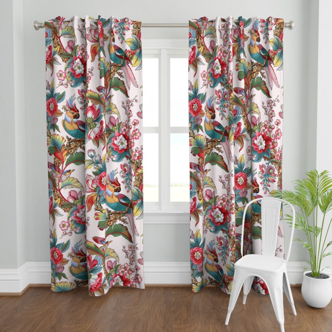 Bird Curtain Panel Edwardian Parrot by Peacoquettedesigns - Etsy