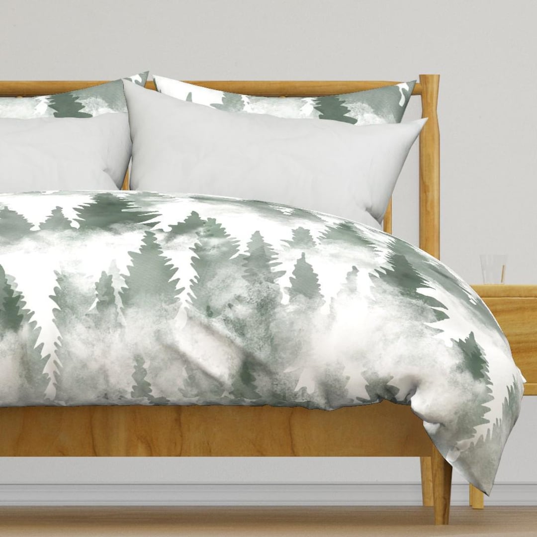 Misty Forest Bedding - Pine Tree Forest by Stacykathryn - Woodland Pine ...