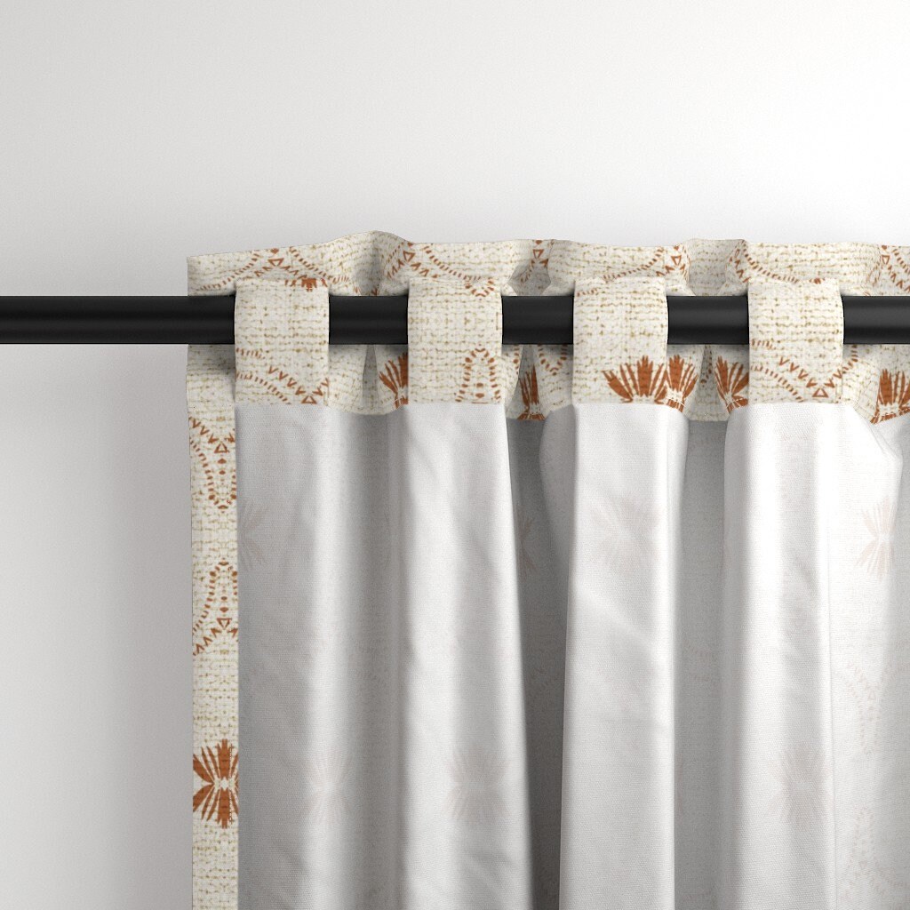 Earthy Boho Curtain Panel - Faux Woven Texture Earth Tone Terra Cotta ...