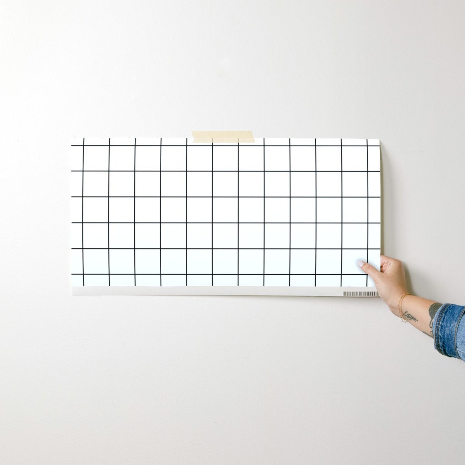 Square Grid Non-pasted Wallpaper Check Graph Minimal - Black and White ...