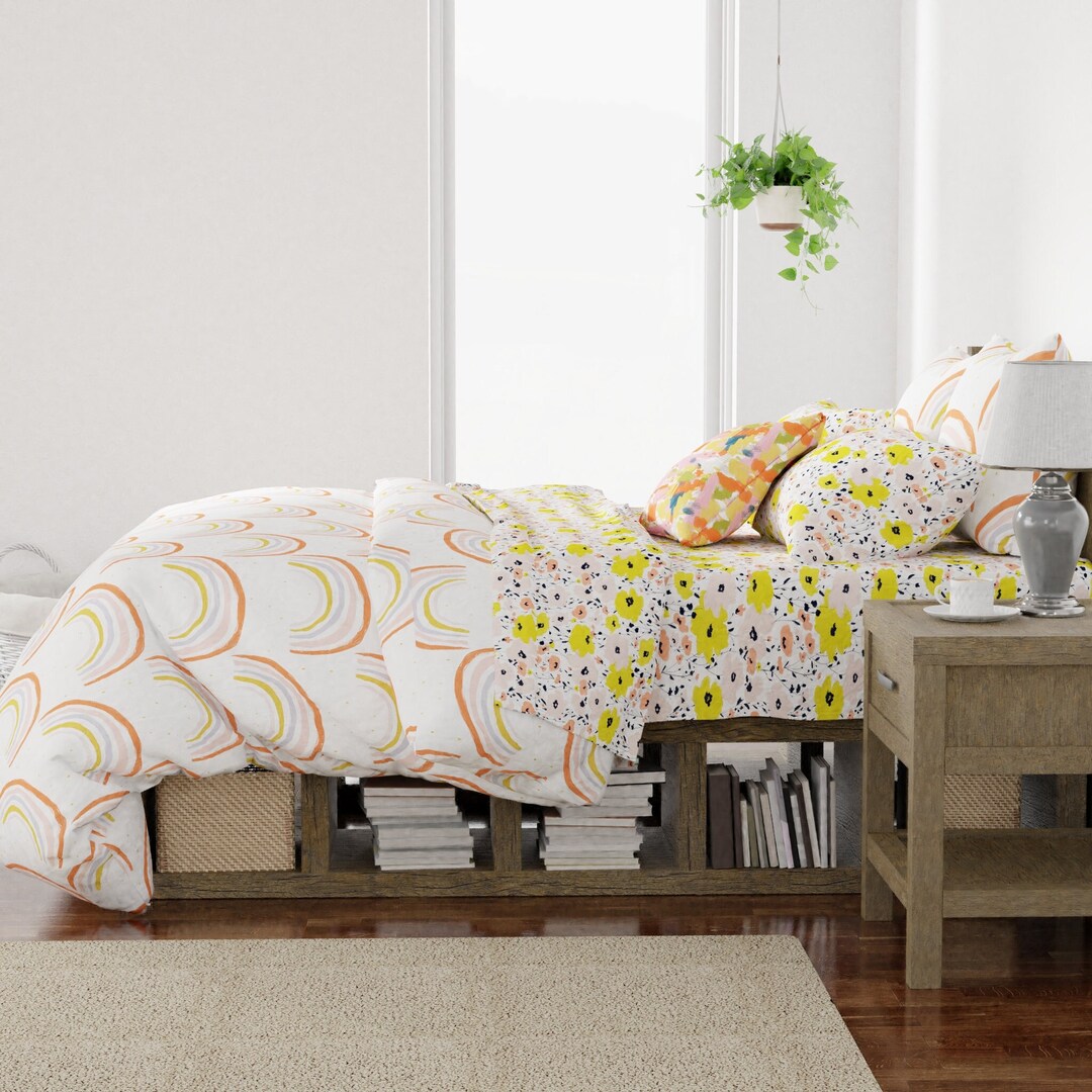 Boho Floral Springtime Cotton Bedding Collection - Rainbows Feminine ...