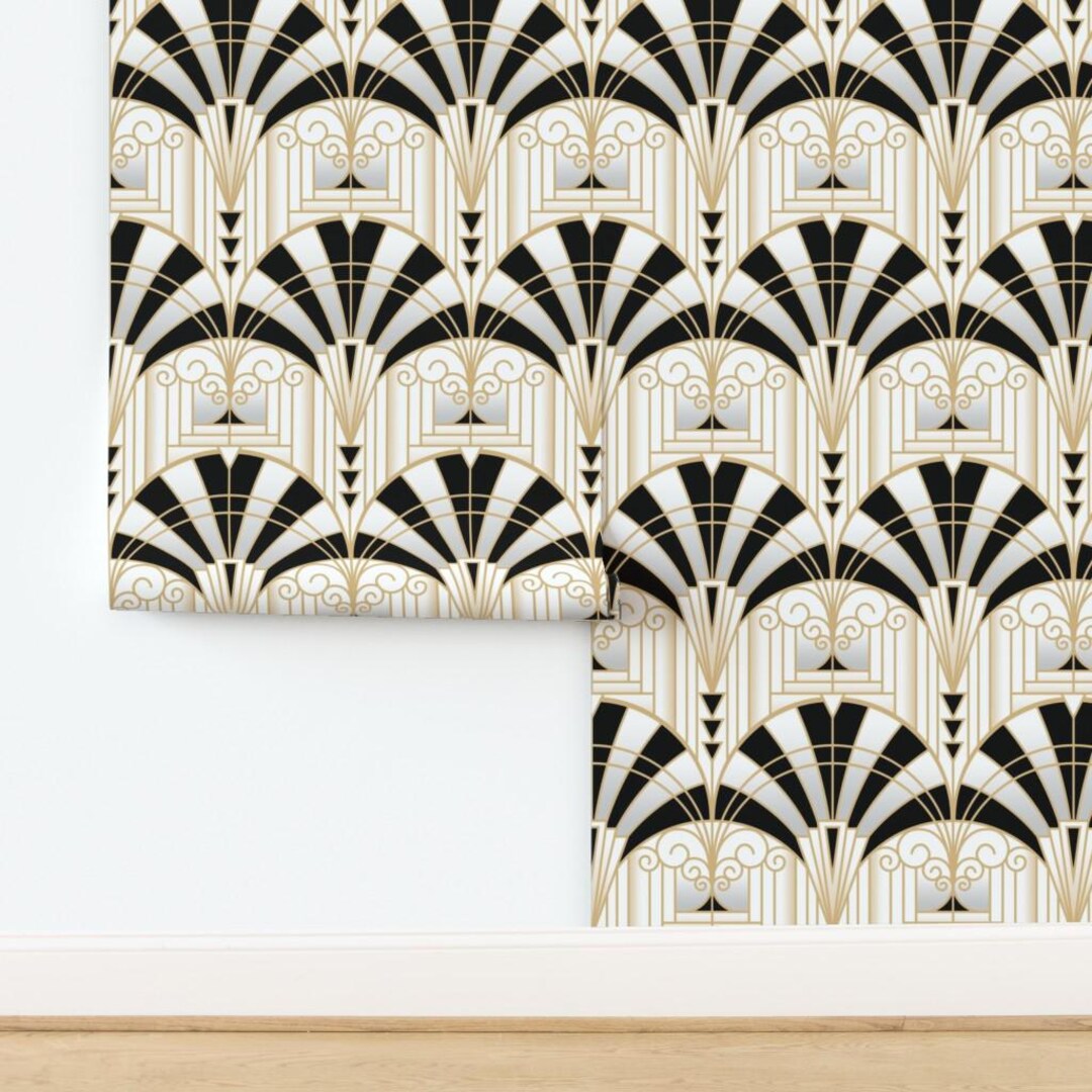 20s Architecture Non-pasted Wallpaper Line Art Black White B&w Fan ...