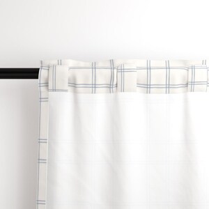 Farmhouse Check Curtain Panel - Soft Blue and Cream Simple Minimal ...