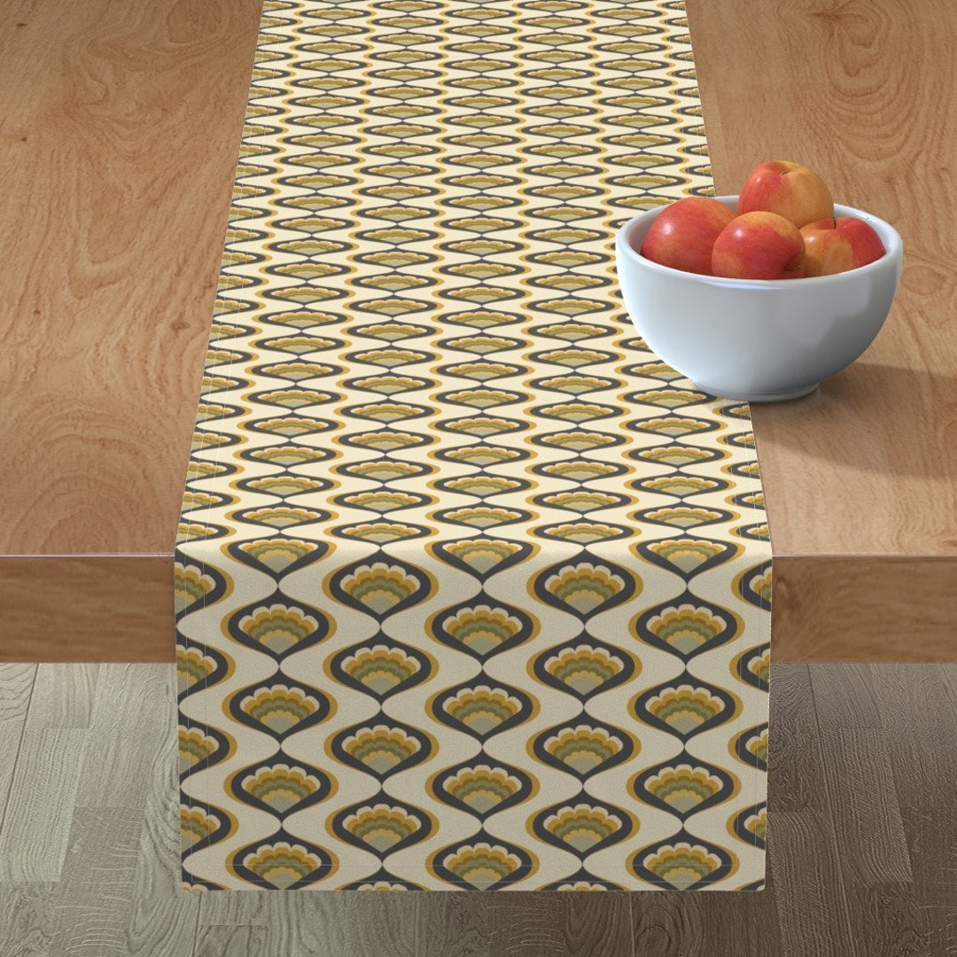 Art Deco Table Runner Mustard & Gray Doris by Celina_digby - Etsy