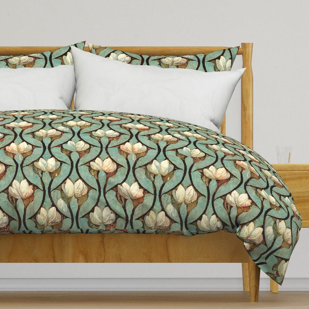 Art Nouveau Lotus Bedding - Art Nouveau Botanical by Nickleen - Art ...