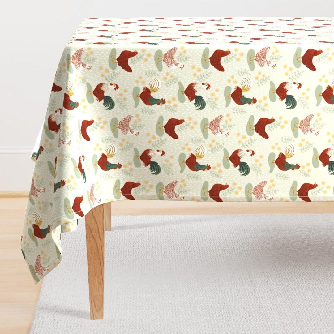 Farmhouse Chickens Tablecloth Chicken Kitchen by Allieleigh Roosters ...