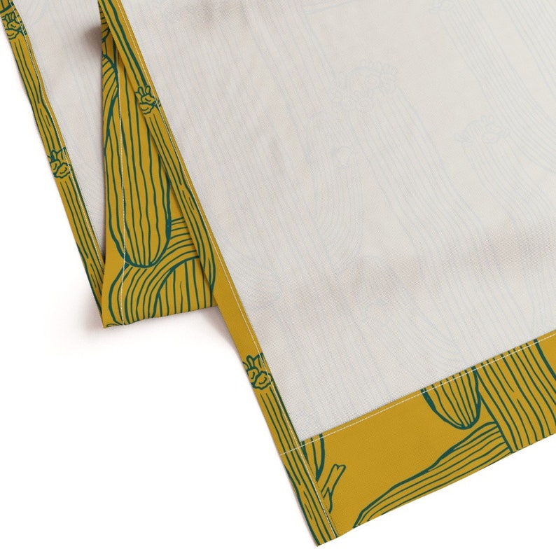 Mustard Gold Cactus Curtain Panel - Boho Desert Botanical Saguaro Cacti ...