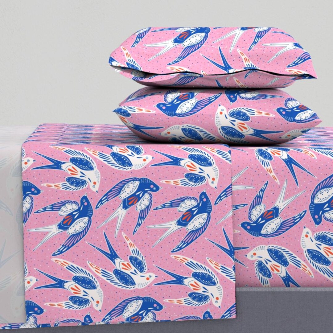 Swallow Bird Sheets - Confetti Skies by The_printed_square_studio ...