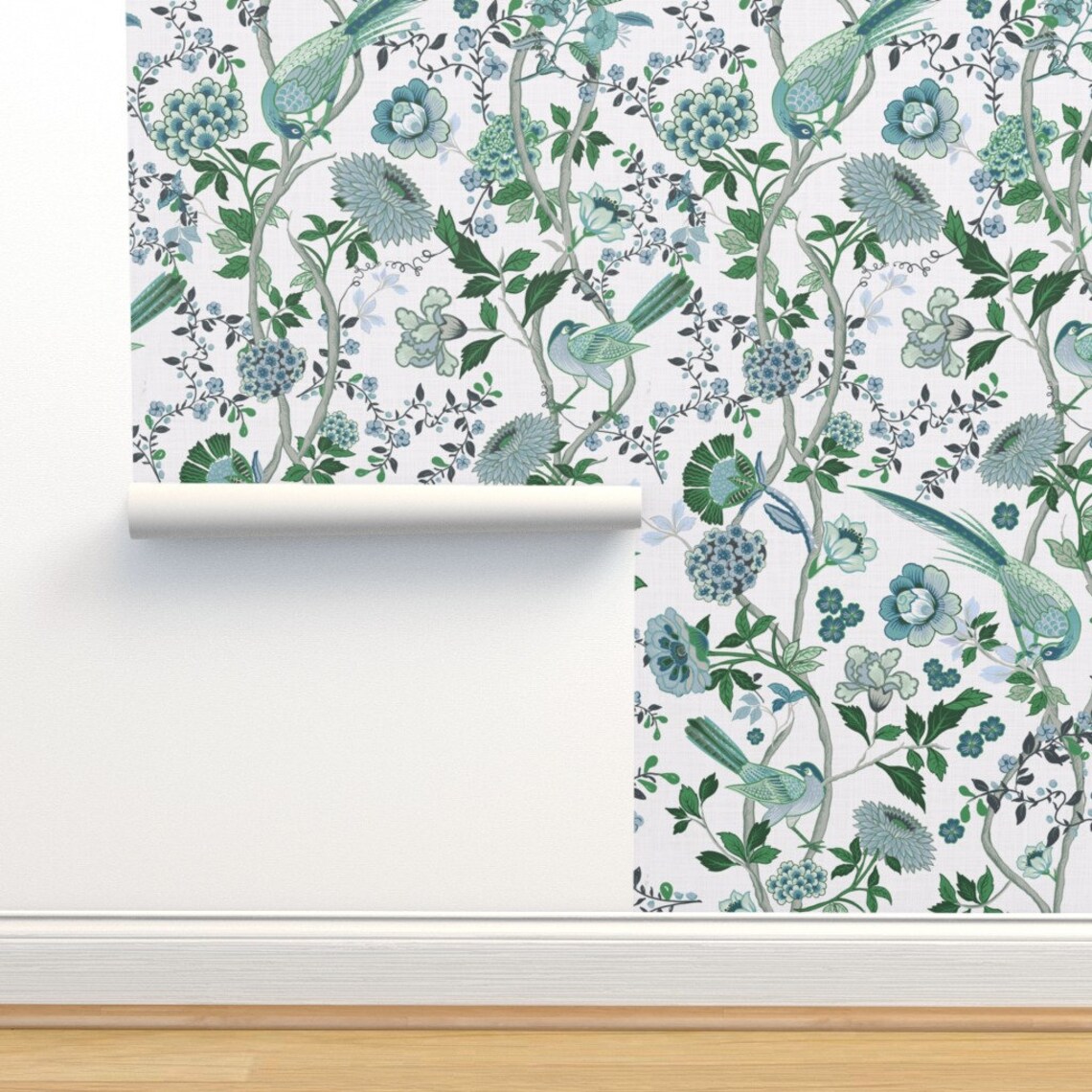 Traditional Non-pasted Wallpaper Chinoiserie Chintz Botanicals ...