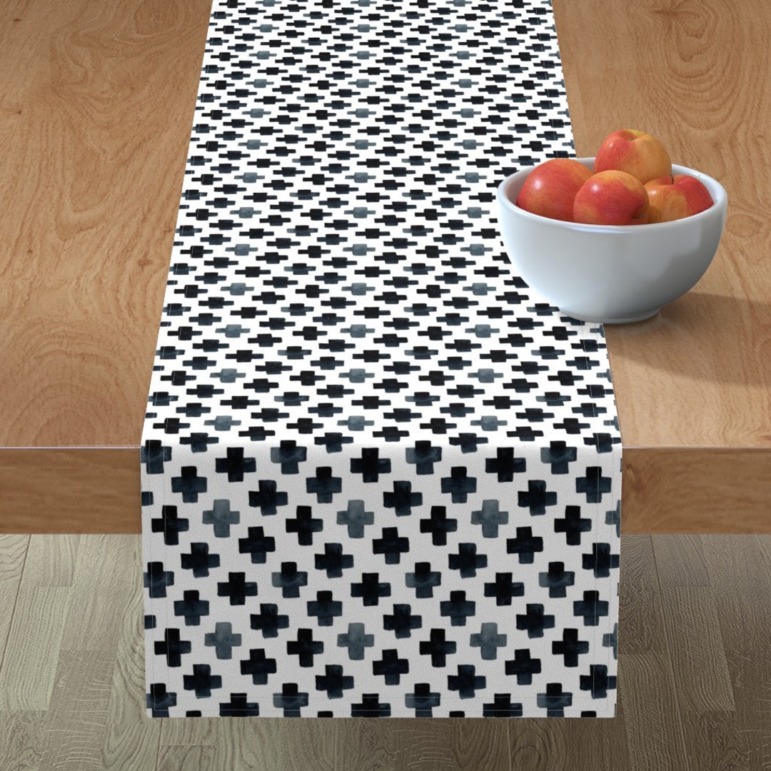 Modern Table Runner Black Cross Pattern by Dinaramay Swiss - Etsy