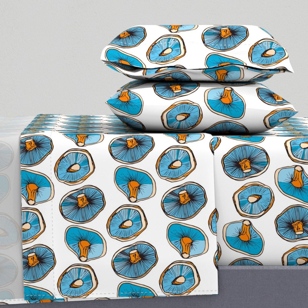 Woodland Mushroom Sheets - Mushroom Caps by Kendrashedenhelm - Blue ...