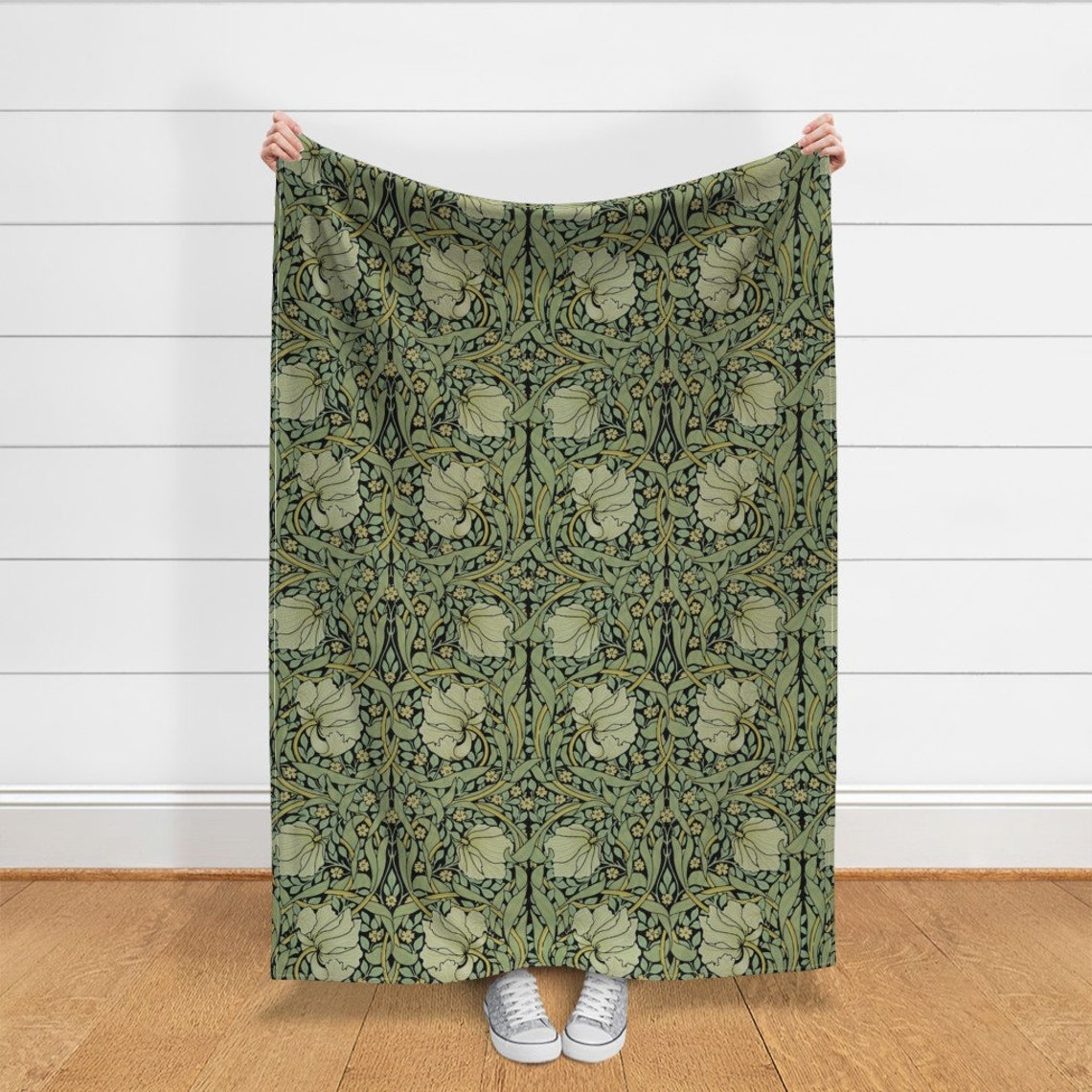 Victorian Floral Throw Blanket Pimpernel on Black by - Etsy