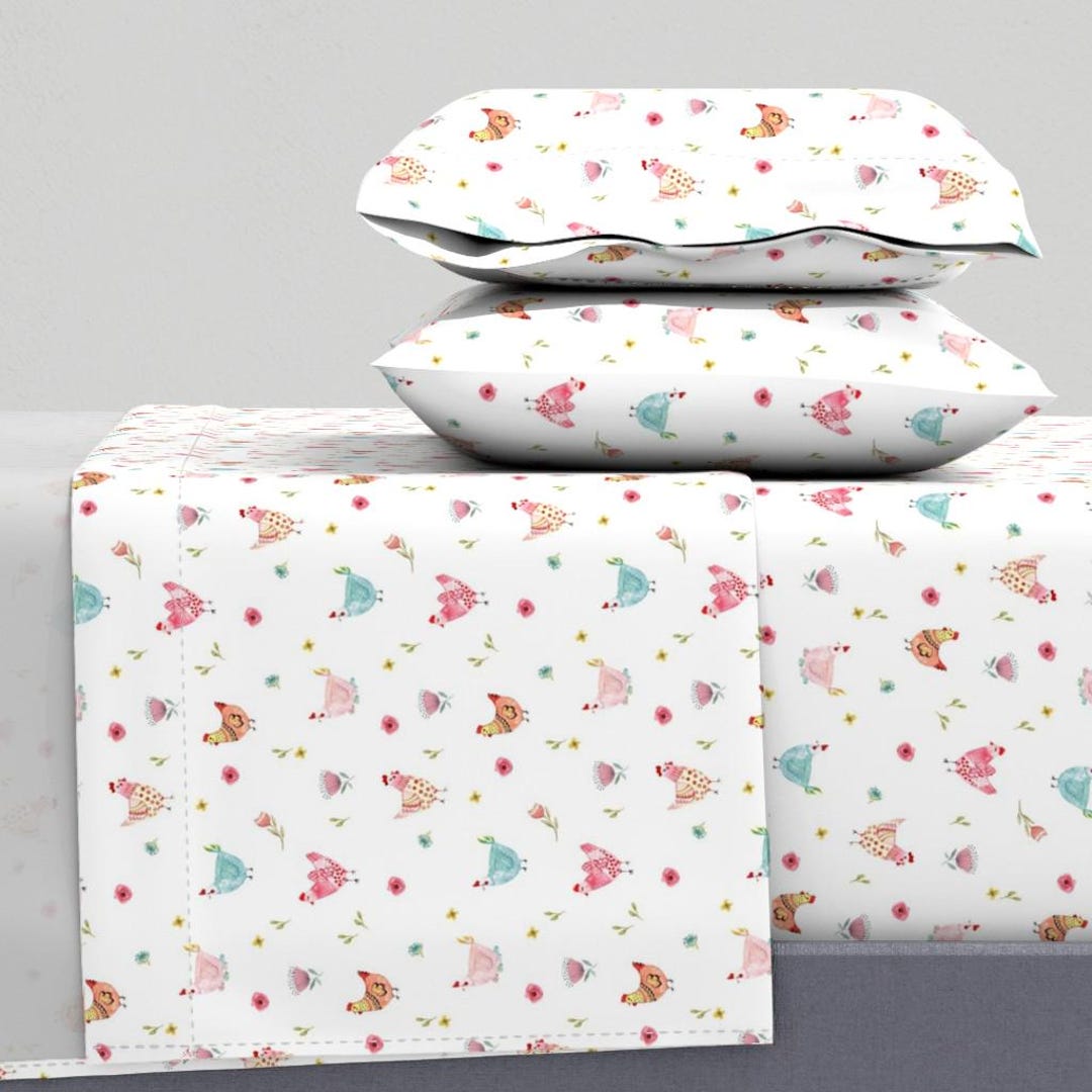 Chicken Sheets - Polka Girls - White by Shopcabin - Farm Animal ...