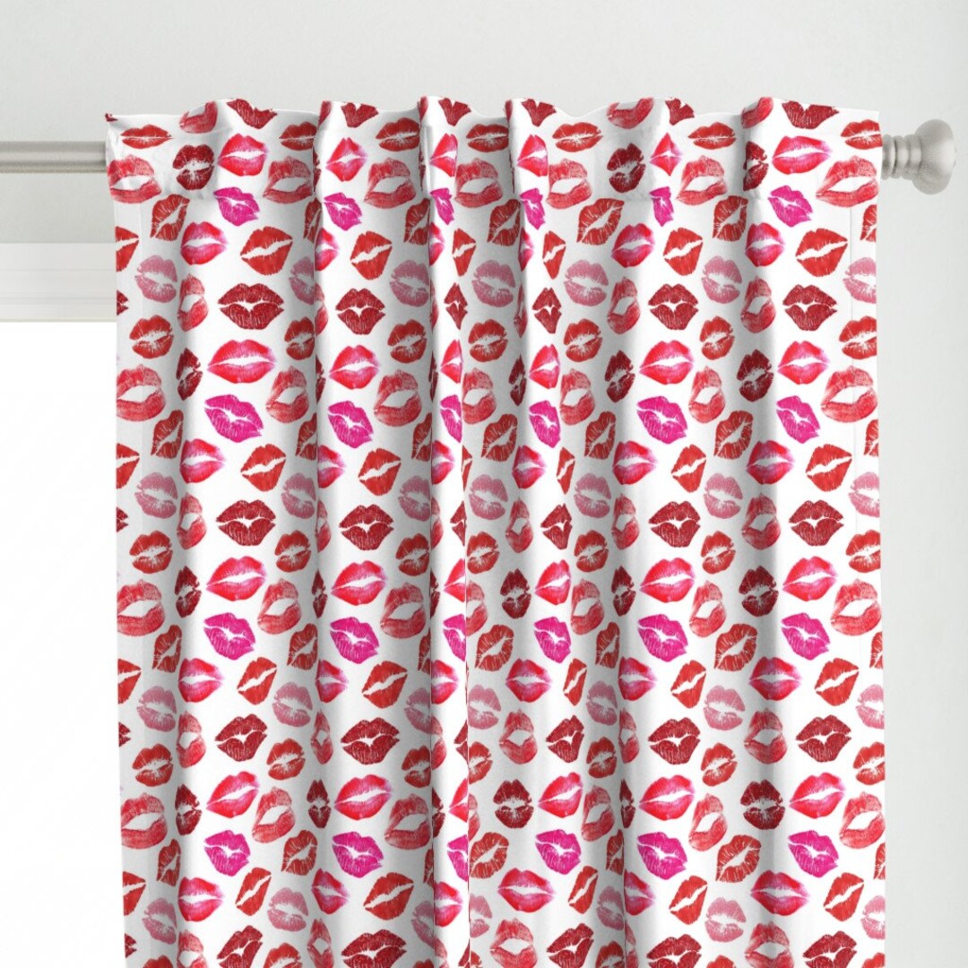 Lips Curtain Panel Lips Kiss by Corasofia Mouth Kisses Hugs Valentine's ...