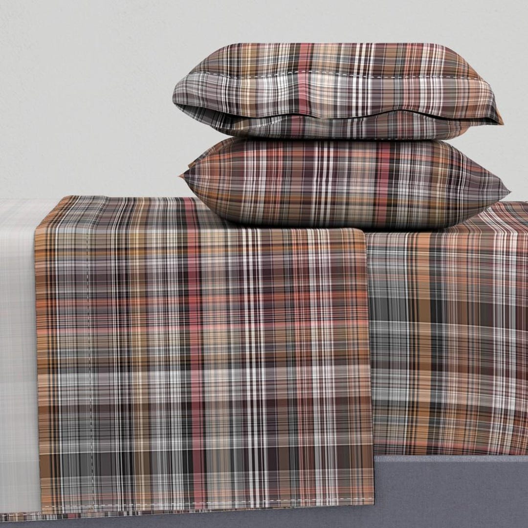 Neutral Plaid Sheets - Plaid Brown Tones by Kociara - Small Scale ...