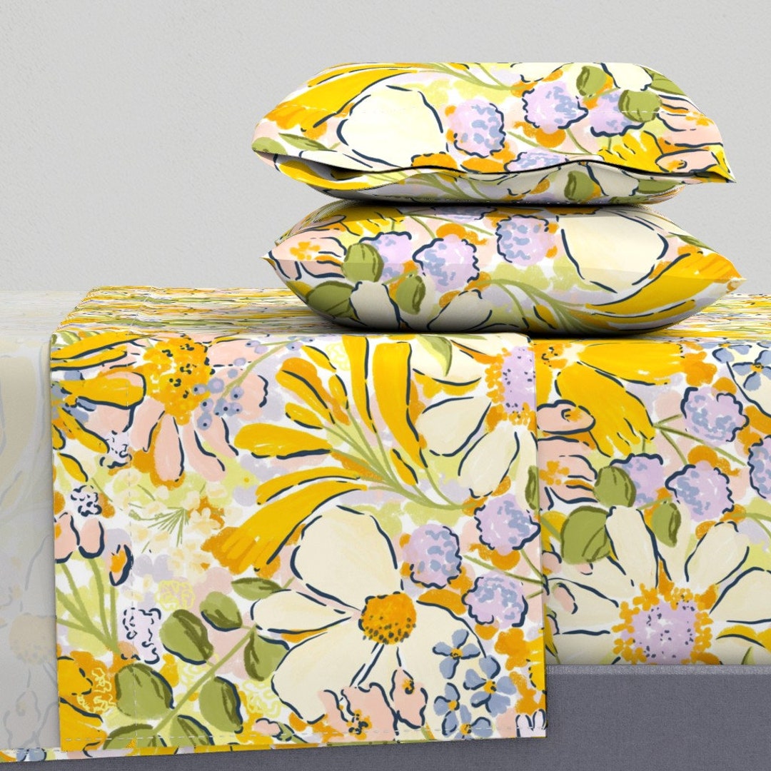 Sunny Yellow Floral Sheets Garden Party by Fineapplepairgmail_com ...