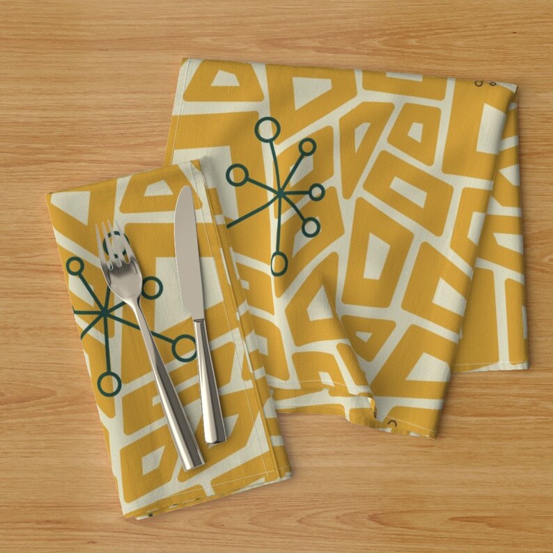 Mid Century Modern Dinner Napkins set of 2 Beatnik 2 | Etsy