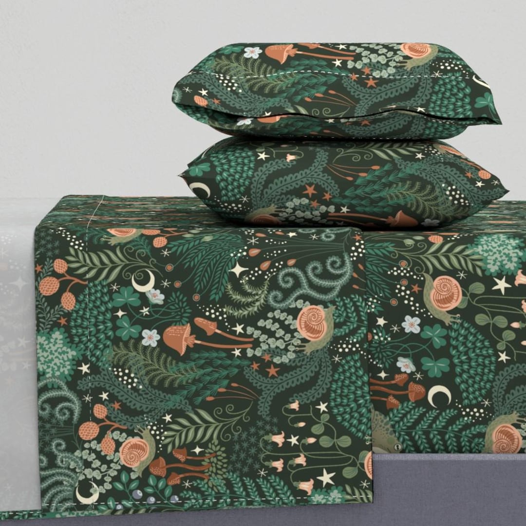 Fairy Tale Forest Sheets - Moonlit Mosses by Rebelform - Frog Snail ...
