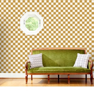 Retro Checkerboard Non-pasted Wallpaper - Golden Checkerboar by Erin ...