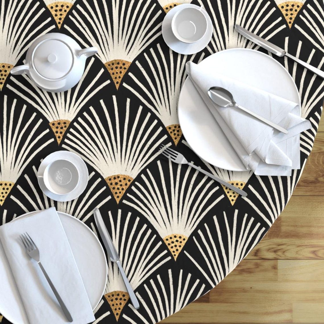 Art Deco Tablecloth - Charleston by Amy_maccready - 1920s Fans Black ...