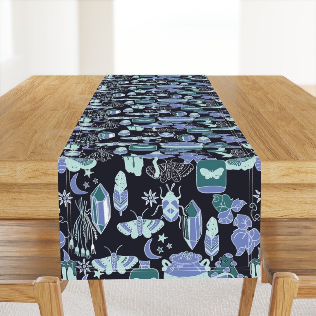 Witchcraft Table Runner World of Witches by Claireybean Blue Teal ...