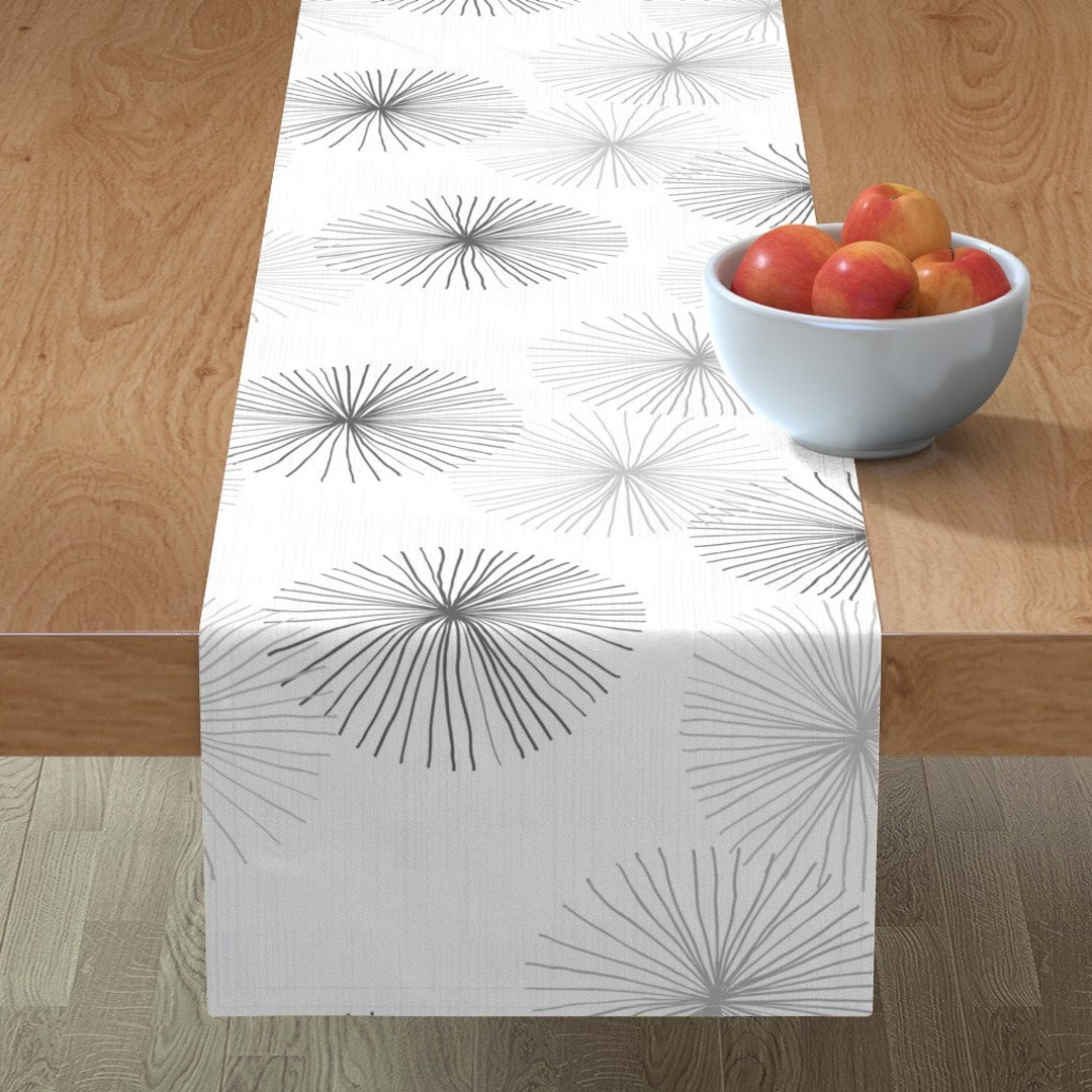 Mod Floral Table Runner Dandelions Grayscale by Friztin - Etsy