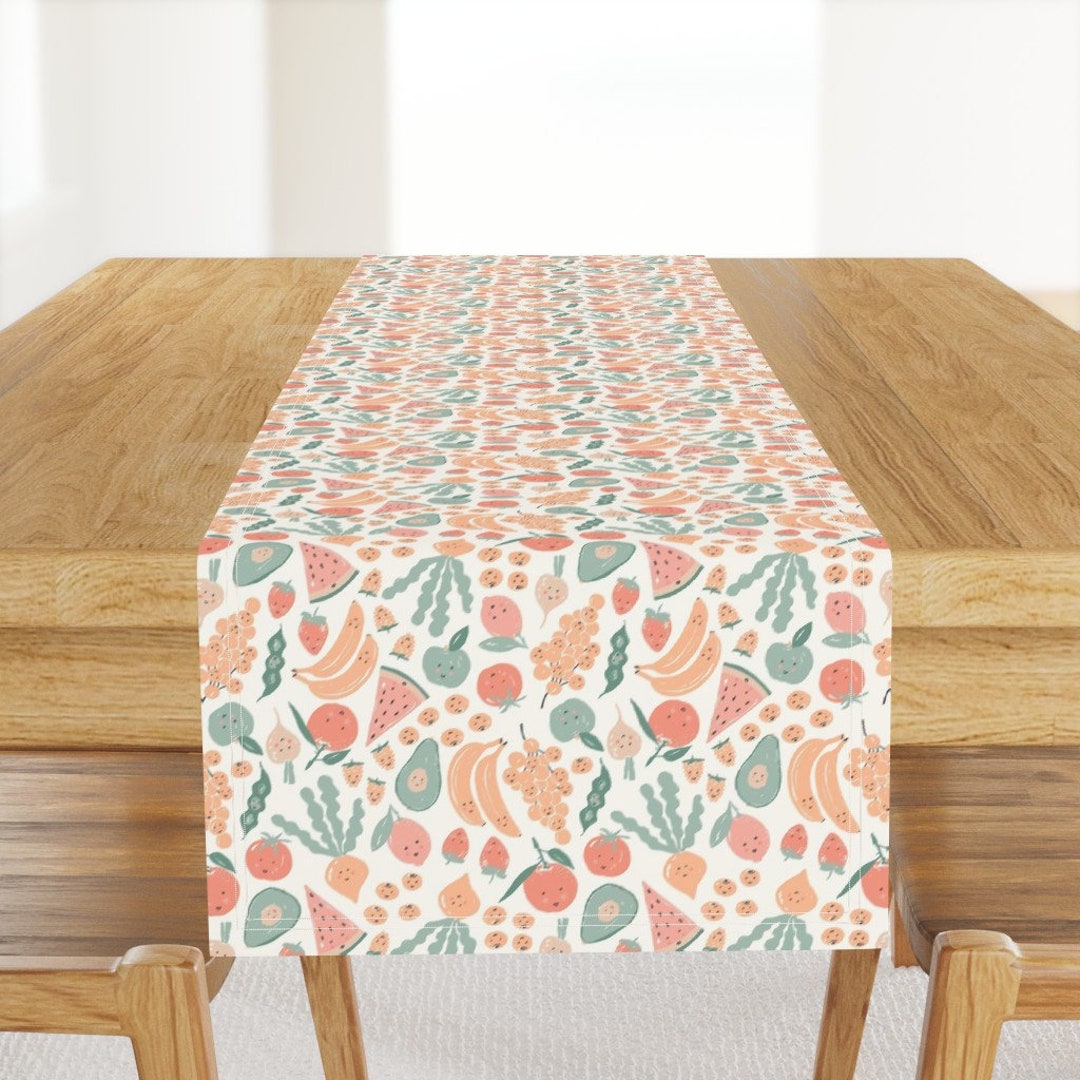 Cute Foods Table Runner - Fruit and Veggies by Hufton_studio - Happy ...