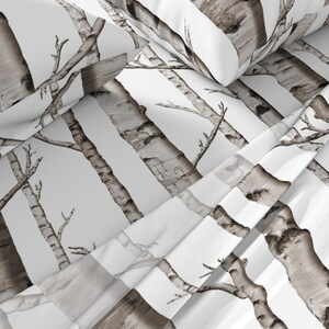 Woodland Forest Sheets Birch Forest on White by Willowlanetextiles ...