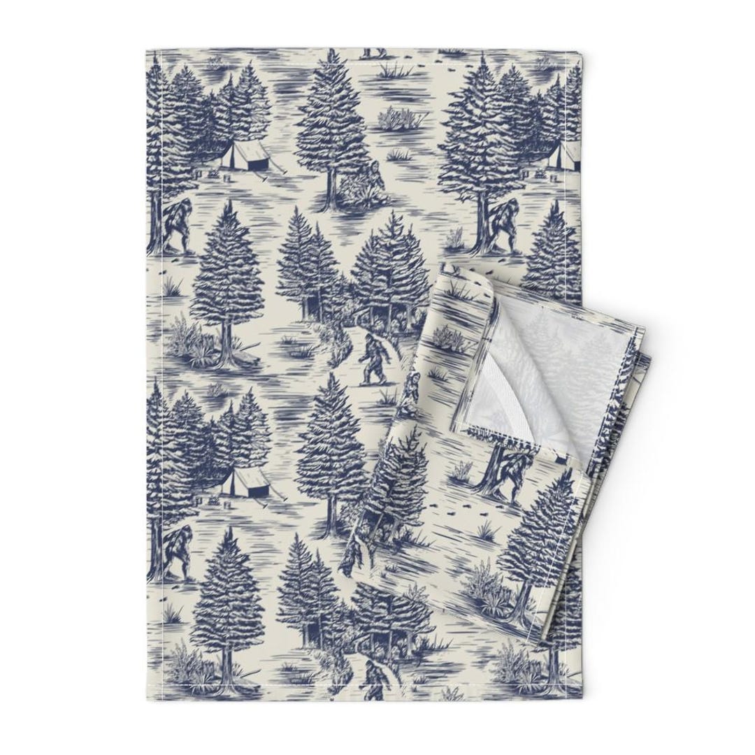 Blue Sasquatch Tea Towels Set of 2 - Bigfoot Camping Toile Mythical ...