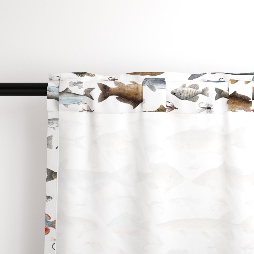 Fish Curtain Panel - Fishing Salmon Cabin Trout Fisherman Lures Sunfish ...