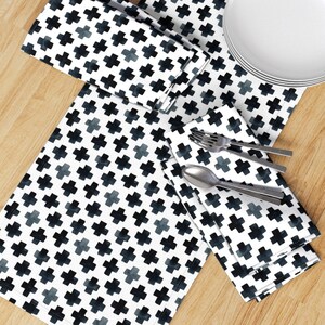 Modern Table Runner Black Cross Pattern by Dinaramay Swiss - Etsy