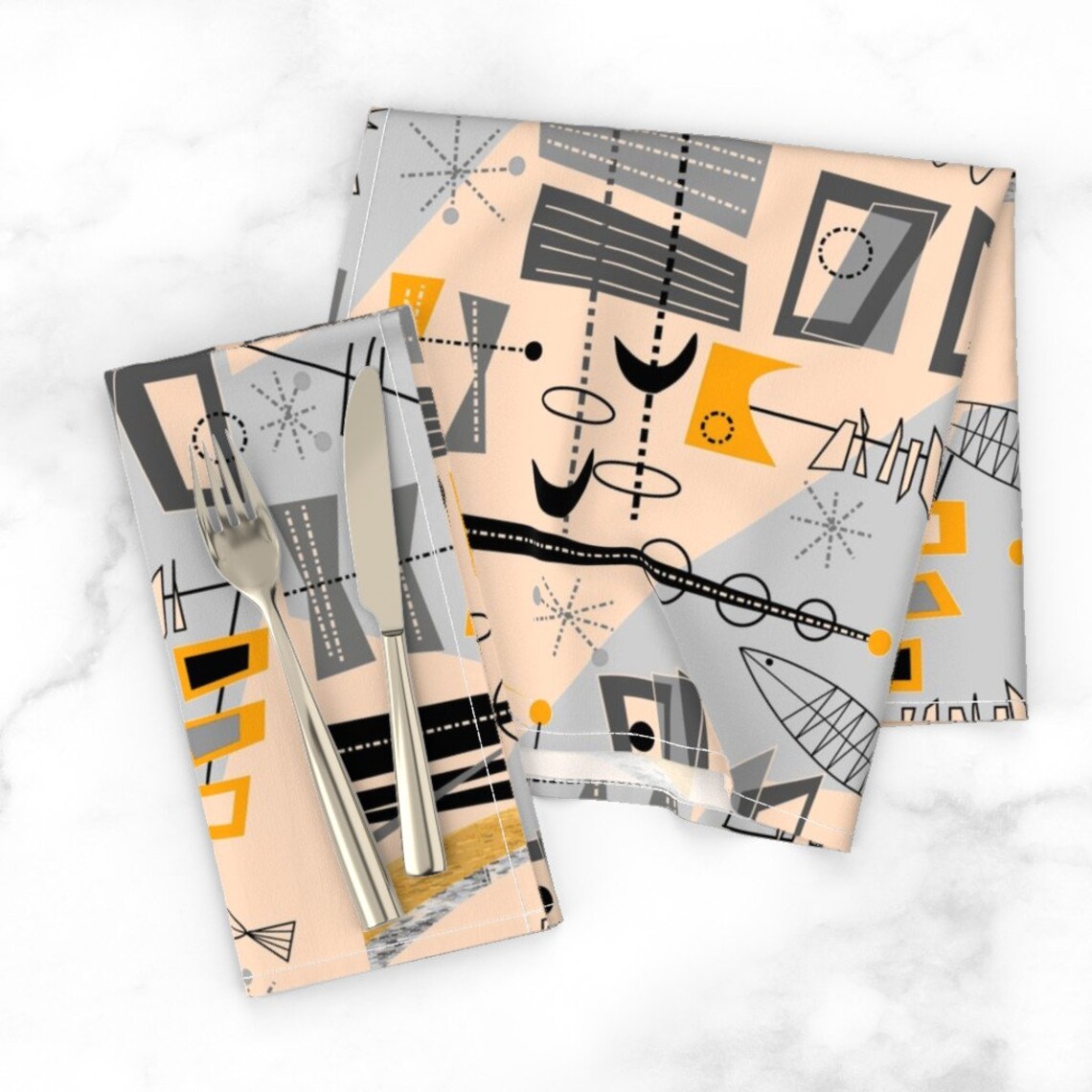 Mid-century Modern Dinner Napkins set of 2 Atomic Abstract - Etsy