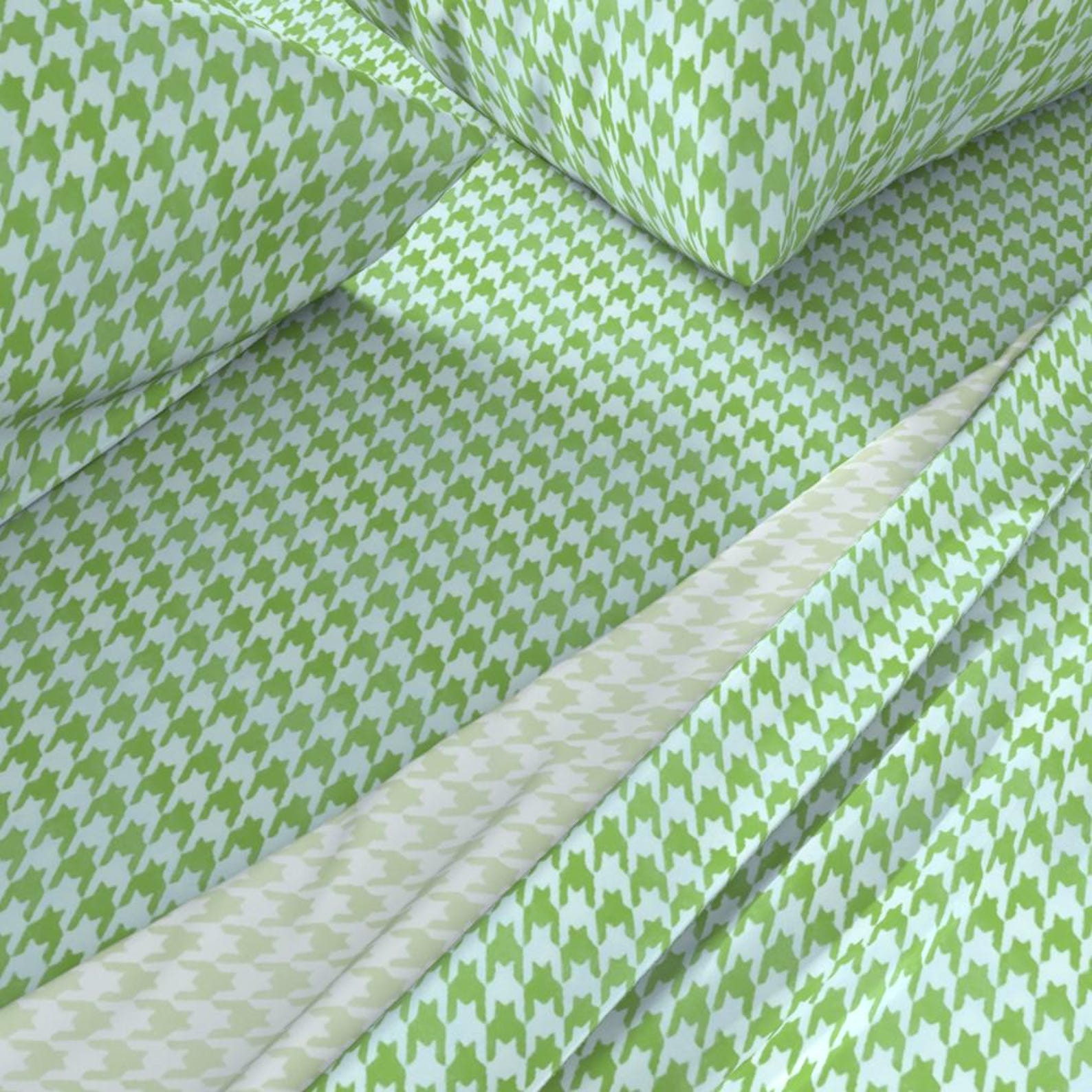 Green Houndstooth Sheets - Green Houndstooth Check by Paper_and_frill ...