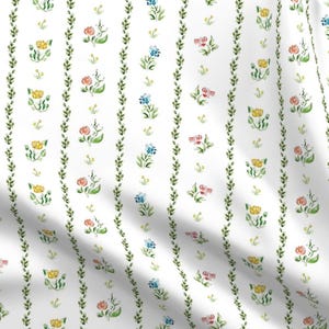 Cottage Stripe Sheets - Happy Greenery by Flowerandvine - Sweet Floral ...