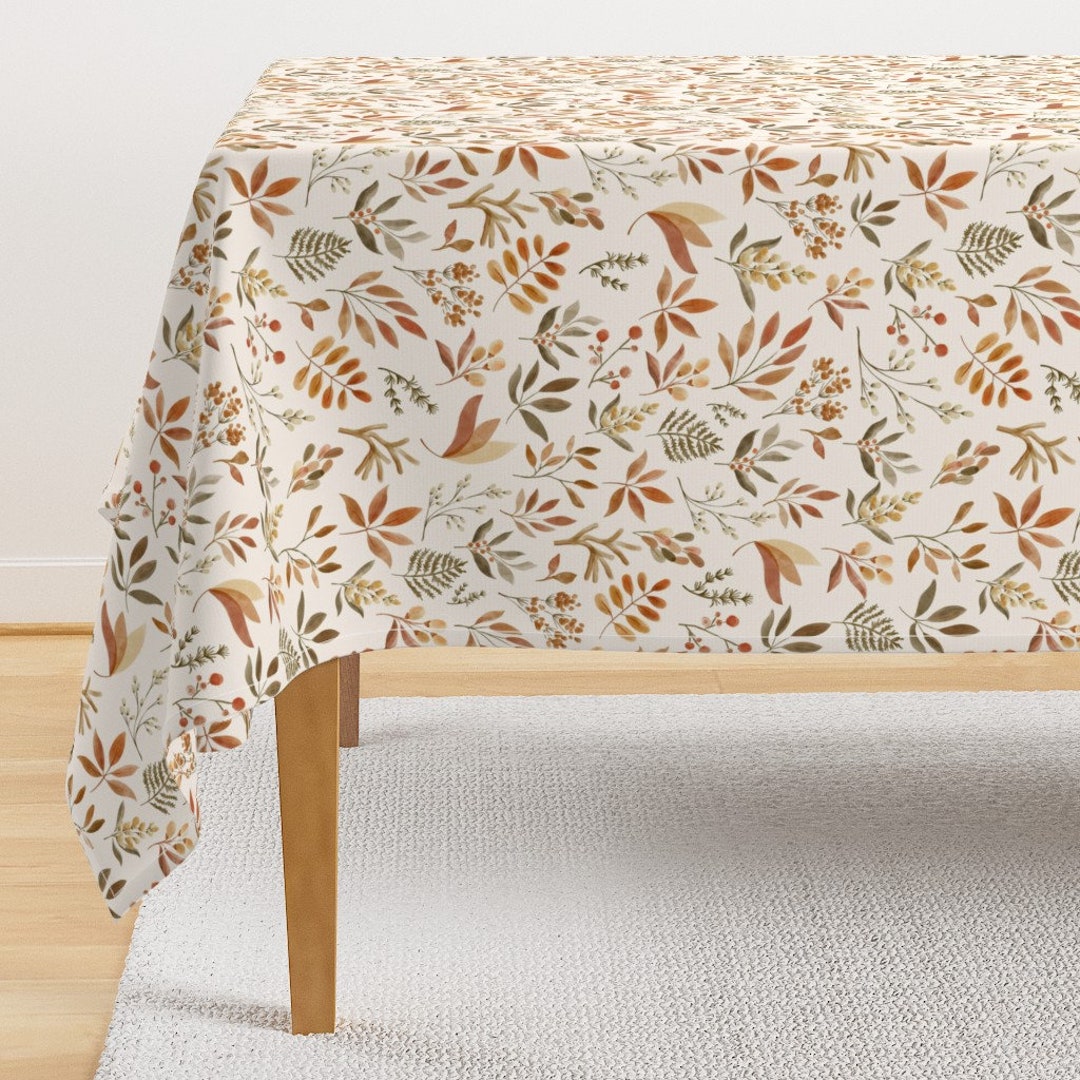 Fall Leaves Tablecloth Ditsy Autumn Botanical by Vivian_yiwing Floral ...