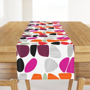 Retro Mod Table Runner 1950 Pebbles Pink Orange Red by Kate_rowley Mid ...