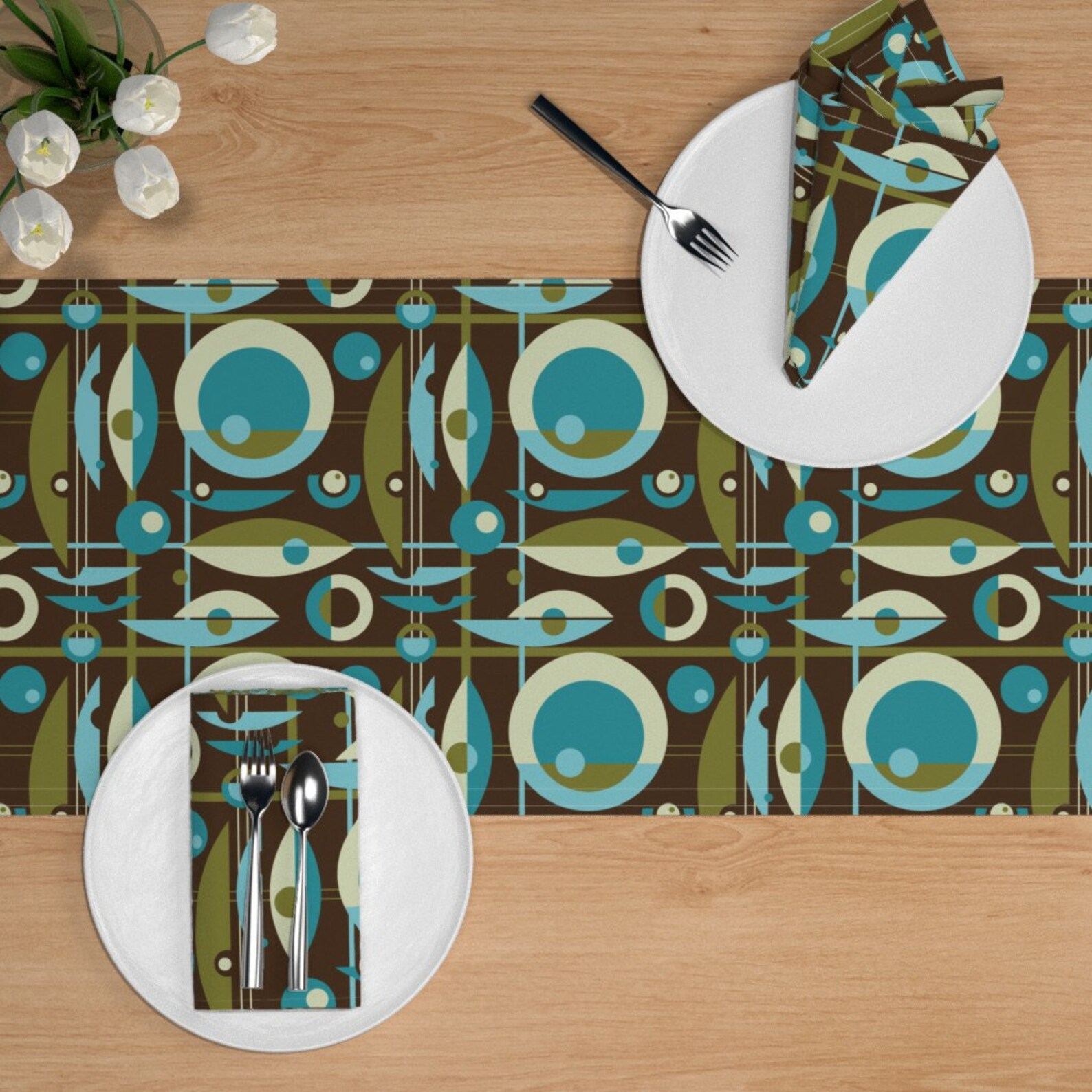 Mid Century Modern Table Runner Making the Scene 10in Teal - Etsy