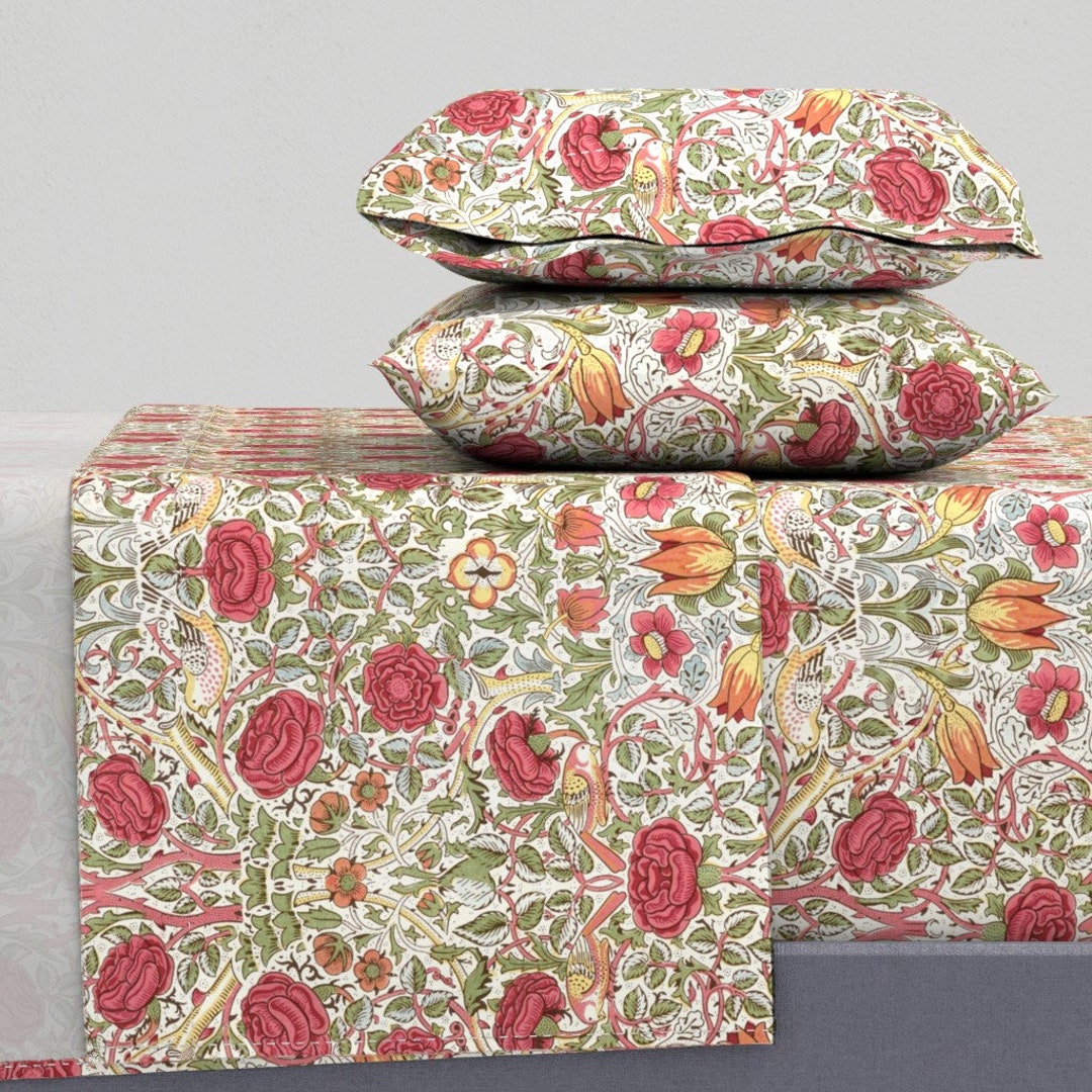 Victorian Birds Sheets Rose Finch by Etienne Arts and Crafts William ...