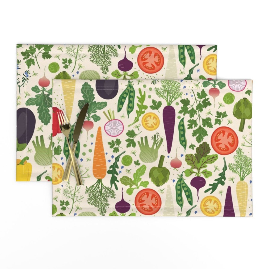 Seasonal Vegetable Placemats Set of 2 My Veg Garden by | Etsy
