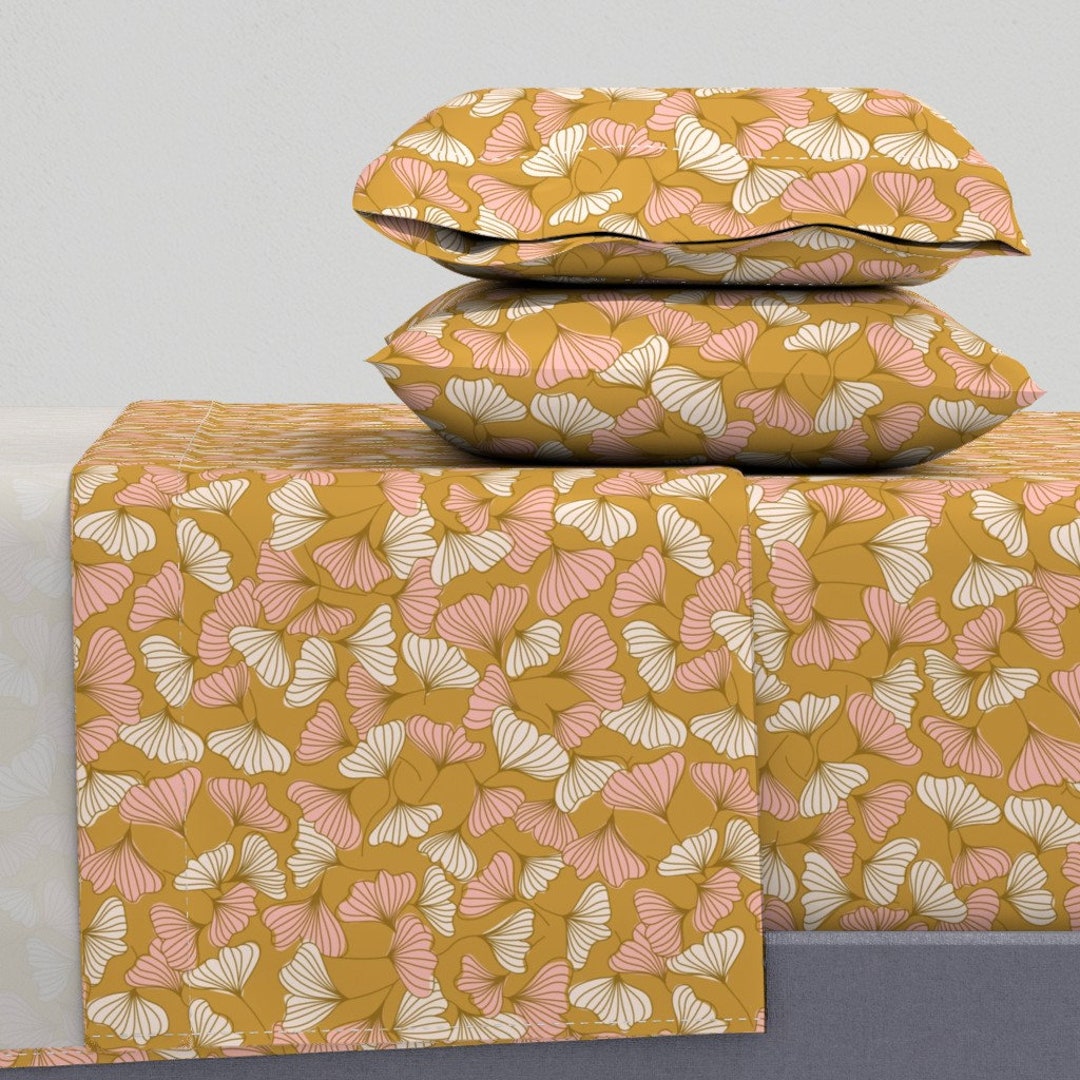 Pink Sheets Sweet Ginkgo by Lilie_design Yellow Leaves Chic Floral ...