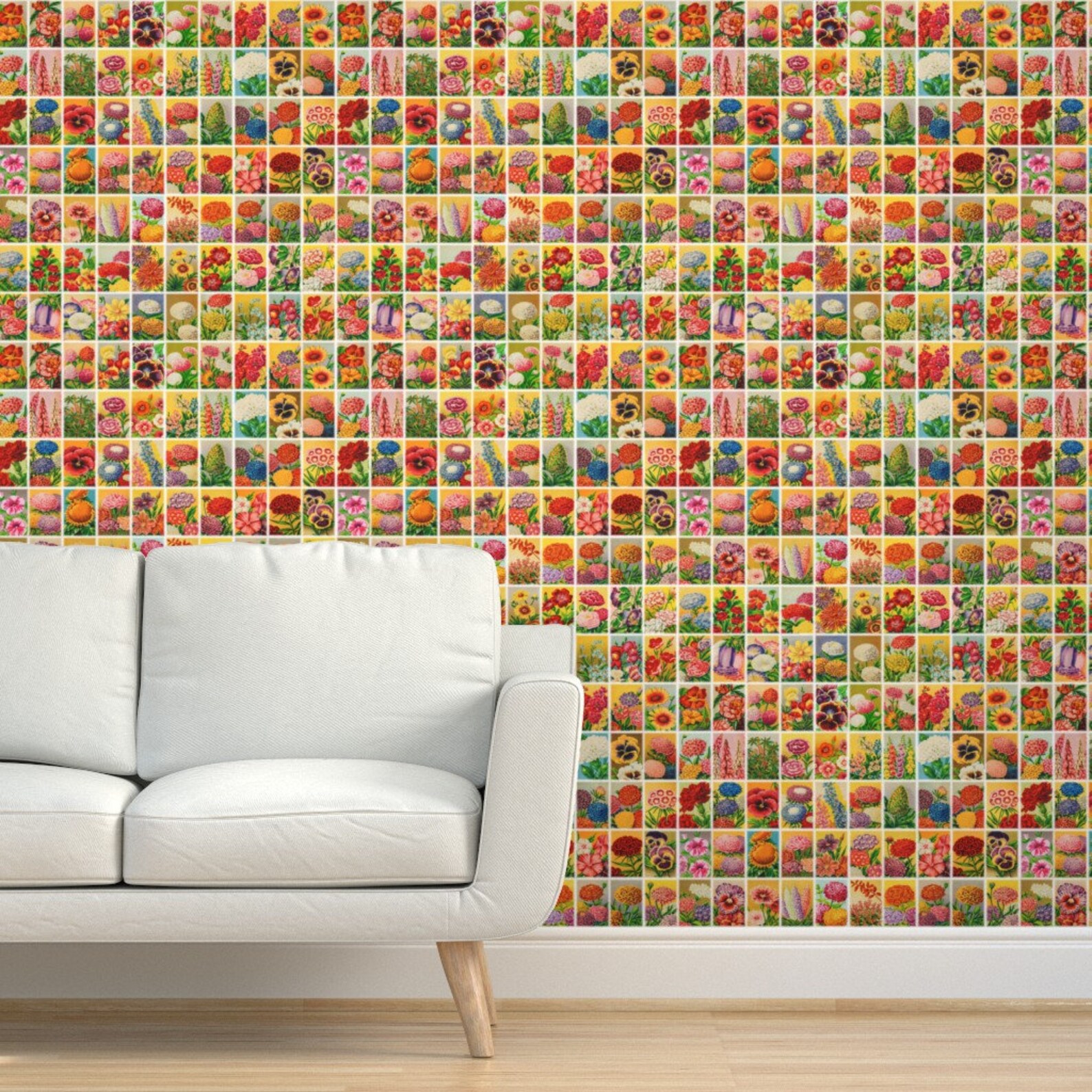 Retro Floral Commercial Grade Wallpaper Vintage Seed Packet - Etsy