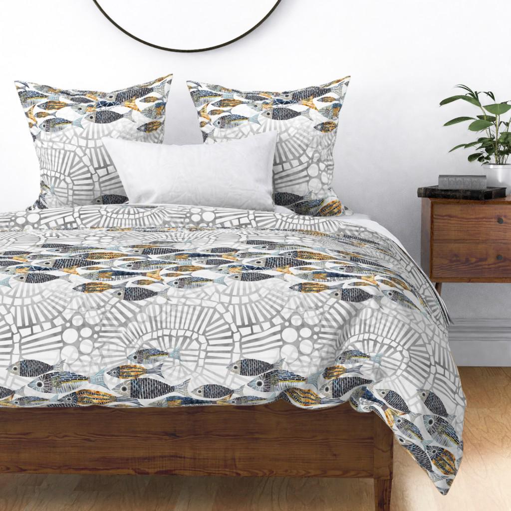 Fish School Bedding - Catch of Day by Mimipinto - Coastal Art Deco ...