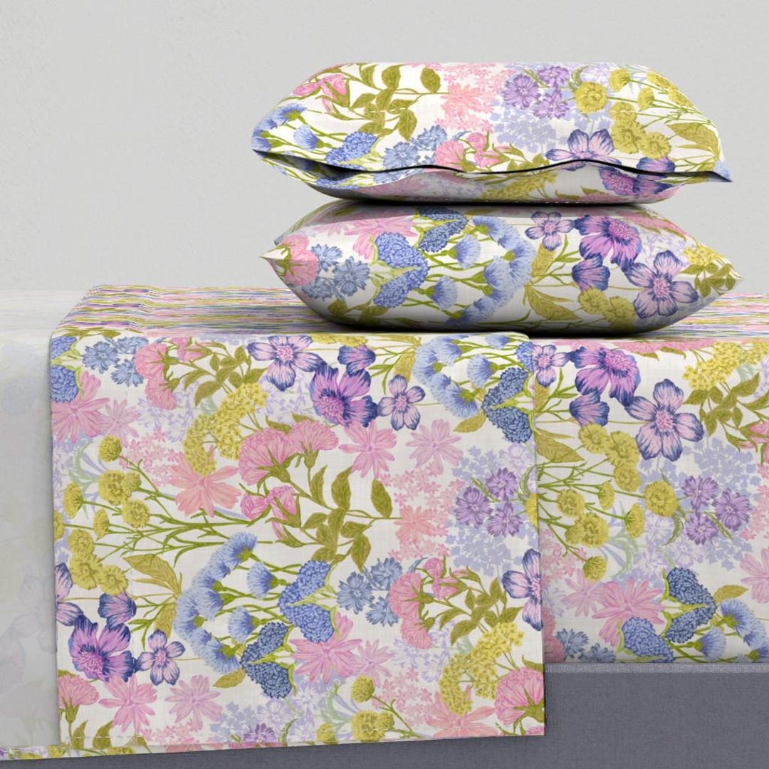 Pastel Floral Sheets - Sweet Floral by Smokeinthewoods - Pink Botanical ...