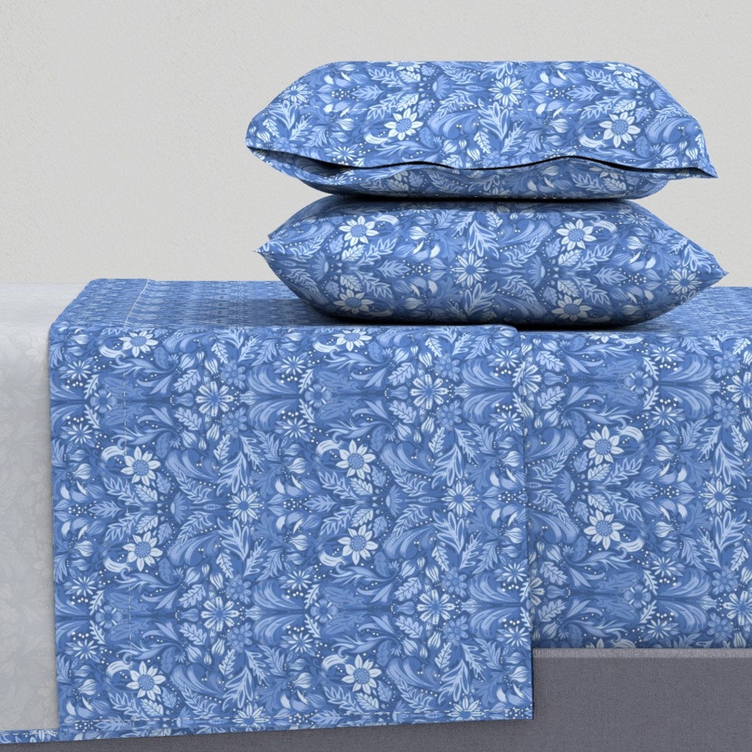 Victorian Sheets Cornflower Damask by Creativeinchi Damask Floral ...