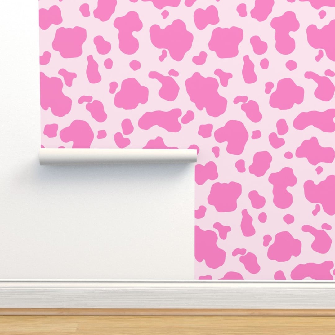 Pink Cow Spots Commercial Grade Wallpaper Pink Cow Print by Moonpuff ...