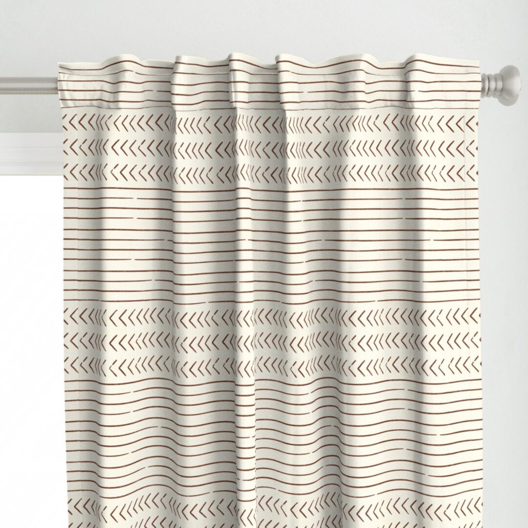 Rust and Cream Curtain Panel Rust Cream Stripe by Littlearrowdecor ...